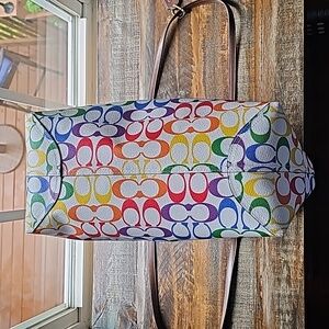 Coach | Bags | Coach Reversible City Tote In Rainbow Signature Canvas ...
